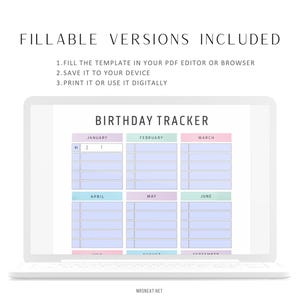 Printable Birthday Tracker, Editable Birthday List, Birthday Planner ...