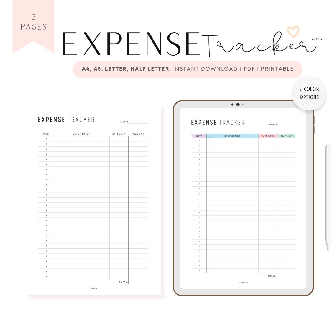 Expense Tracker Printable, Spending Tracker, Fillable Expense Log ...