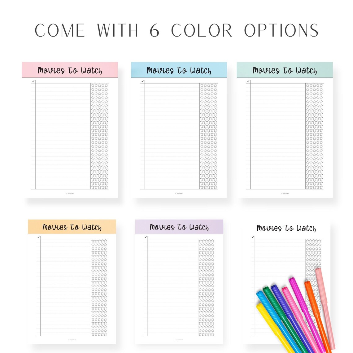 Printable Movies to Watch, Watch List Template, Movies to Watch List ...