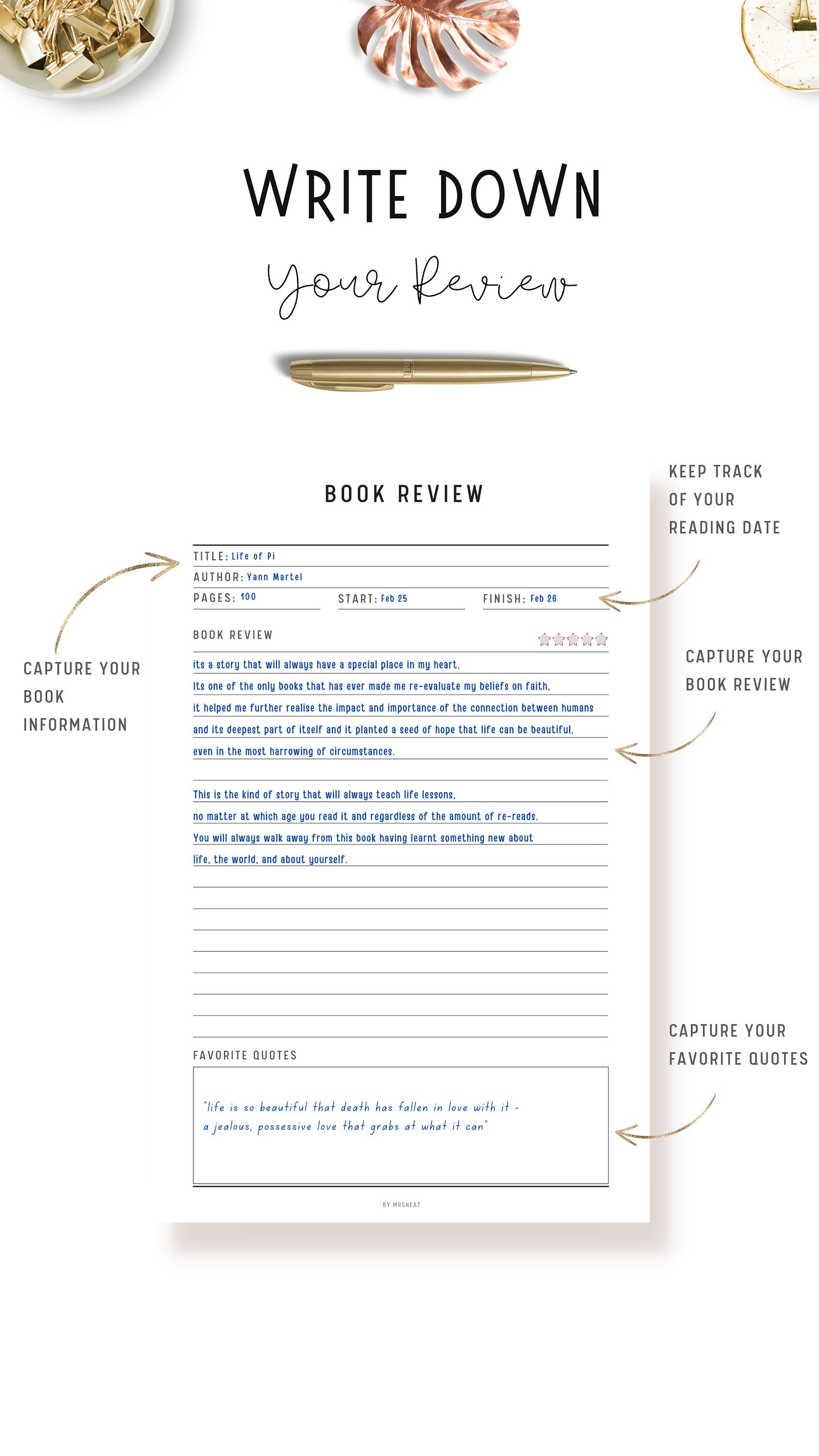 Reading Planner Bundle, Book Review, Reading Log, Books to Read List ...
