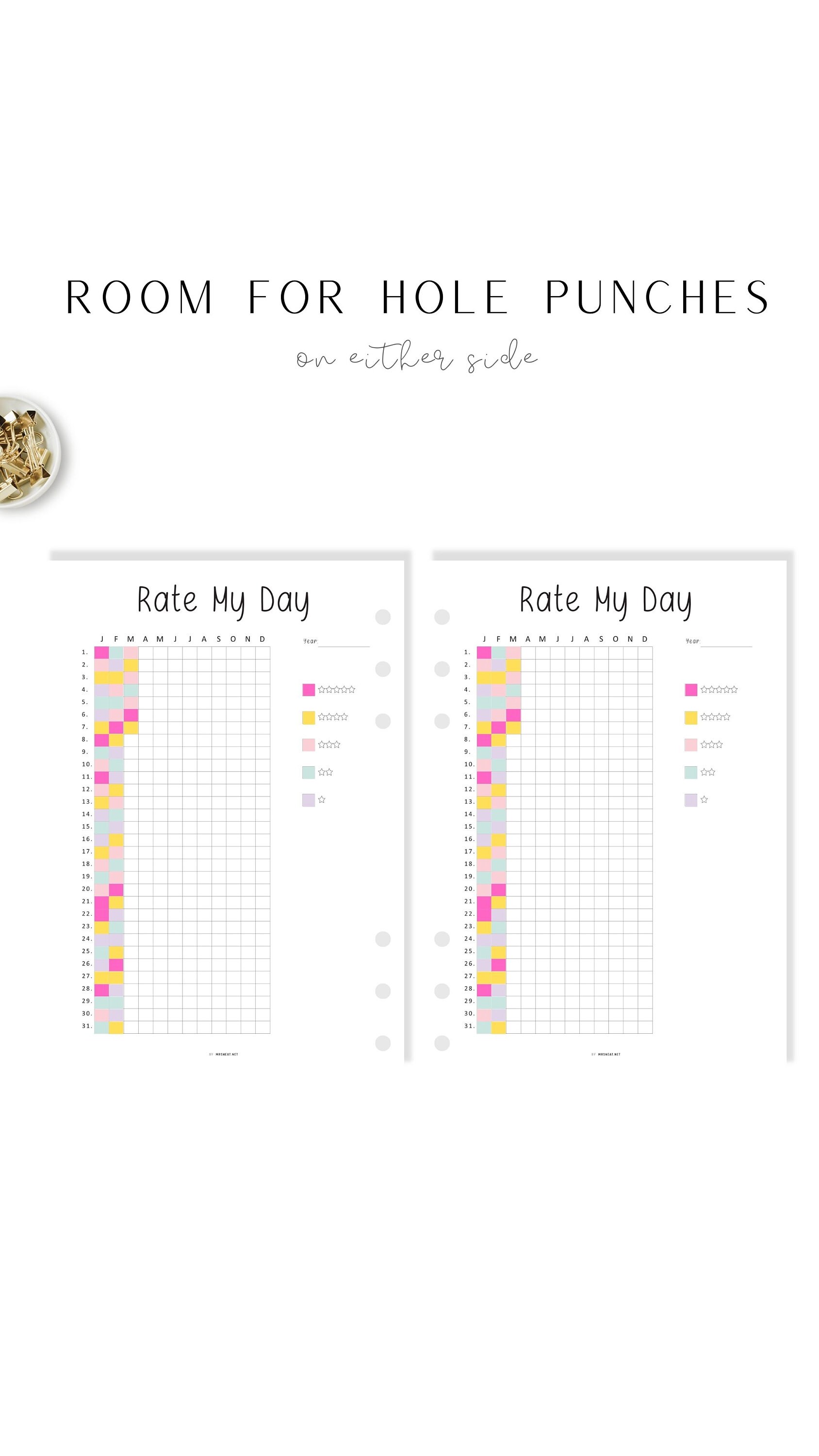 Rate My Day Tracker Printable, Daily Rating Planner, Yearly Day Rating ...
