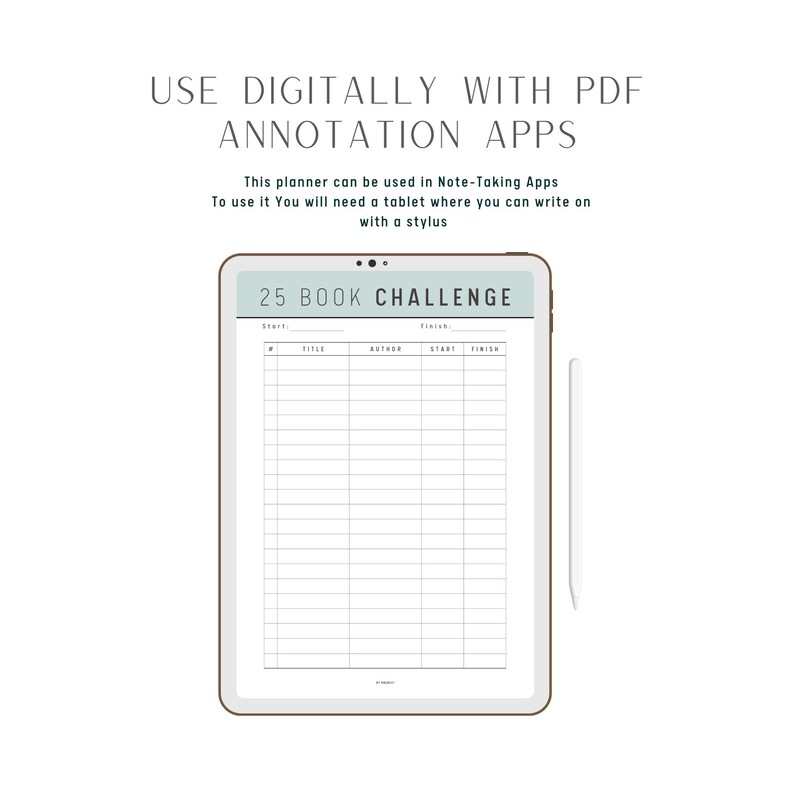 25 Book Challenge Printable, Reading Challenge Template, Pdf, A4, A5 ...