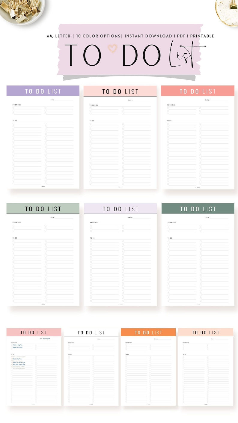 Fillable to Do List Planner PRINTABLE, Minimalist to Do List Template ...