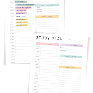 FILLABLE Study Planner Printable: Daily Study Log (PDF) - Etsy