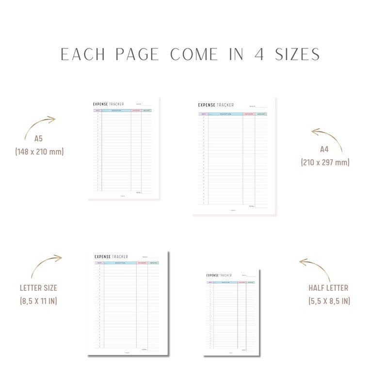 Expense Tracker Printable, Spending Tracker, Fillable Expense Log ...