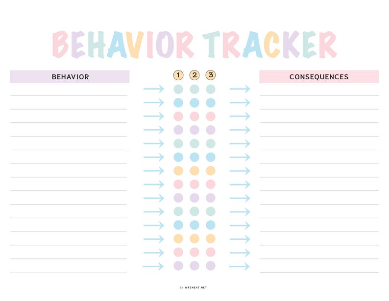 Fillable Behavior Consequences for Kids, Printable Kids Behavior ...