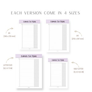 Games to Play List Template Printable, Best Games List, Games Review ...