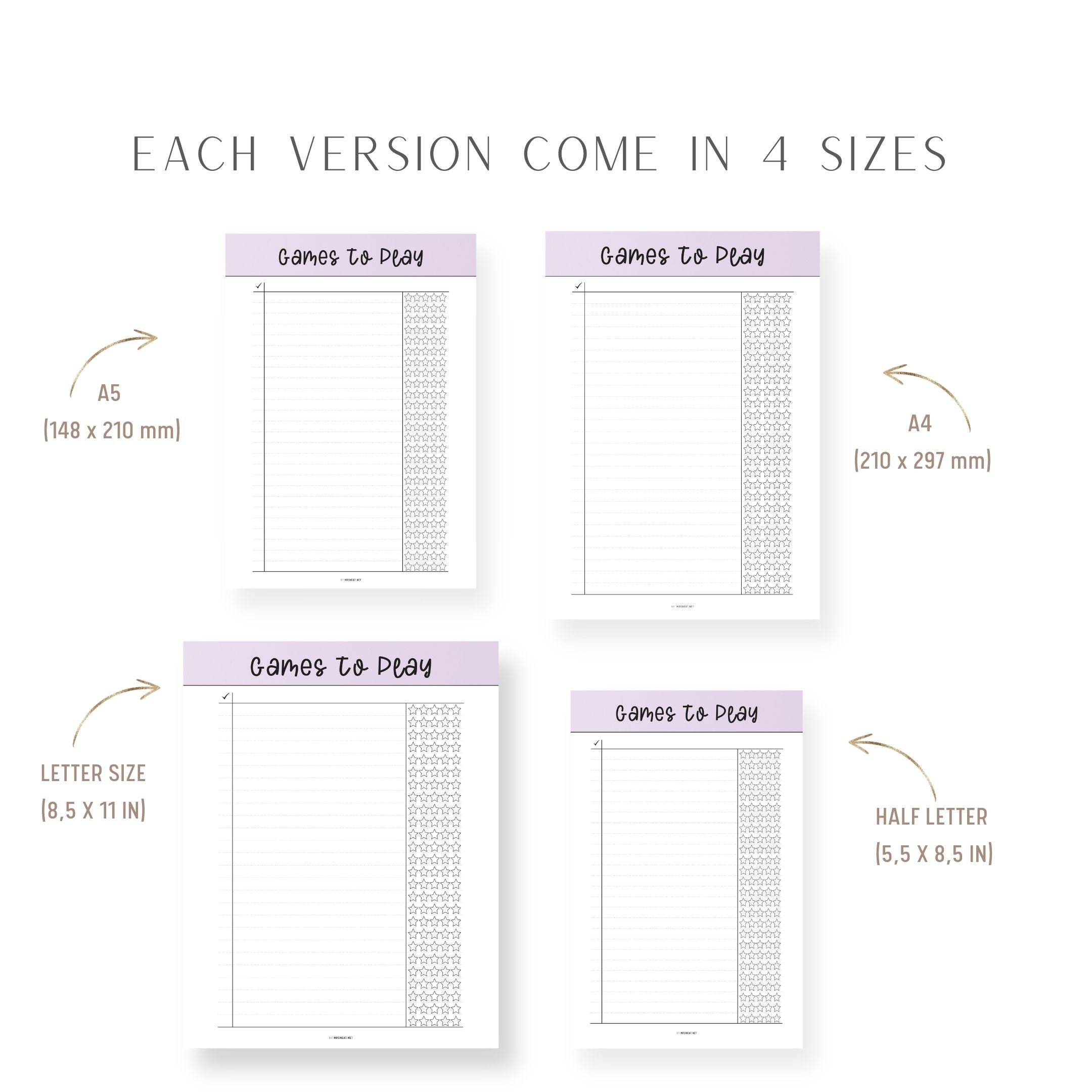 Games to Play List Template Printable, Best Games List, Games Review ...