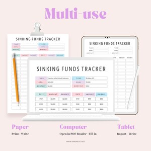 FILLABLE Sinking Funds Tracker PRINTABLE: Savings Log Template (A4, A5 ...