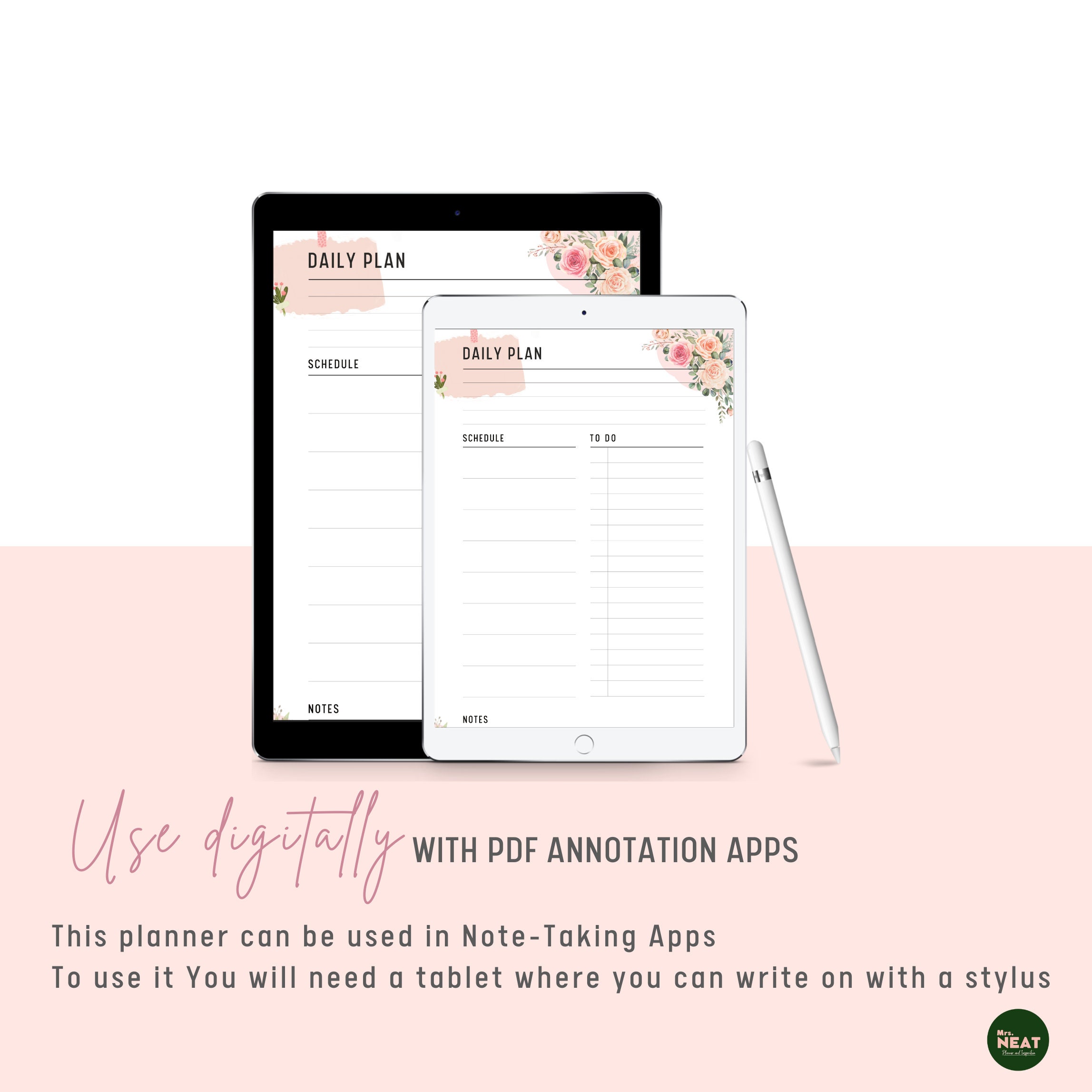Floral Daily Planner Printable Schedule Template to Do List - Etsy