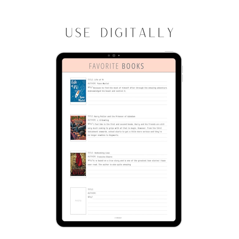 Fillable Favorite Books Template, Favorite Quotes Template Printable ...