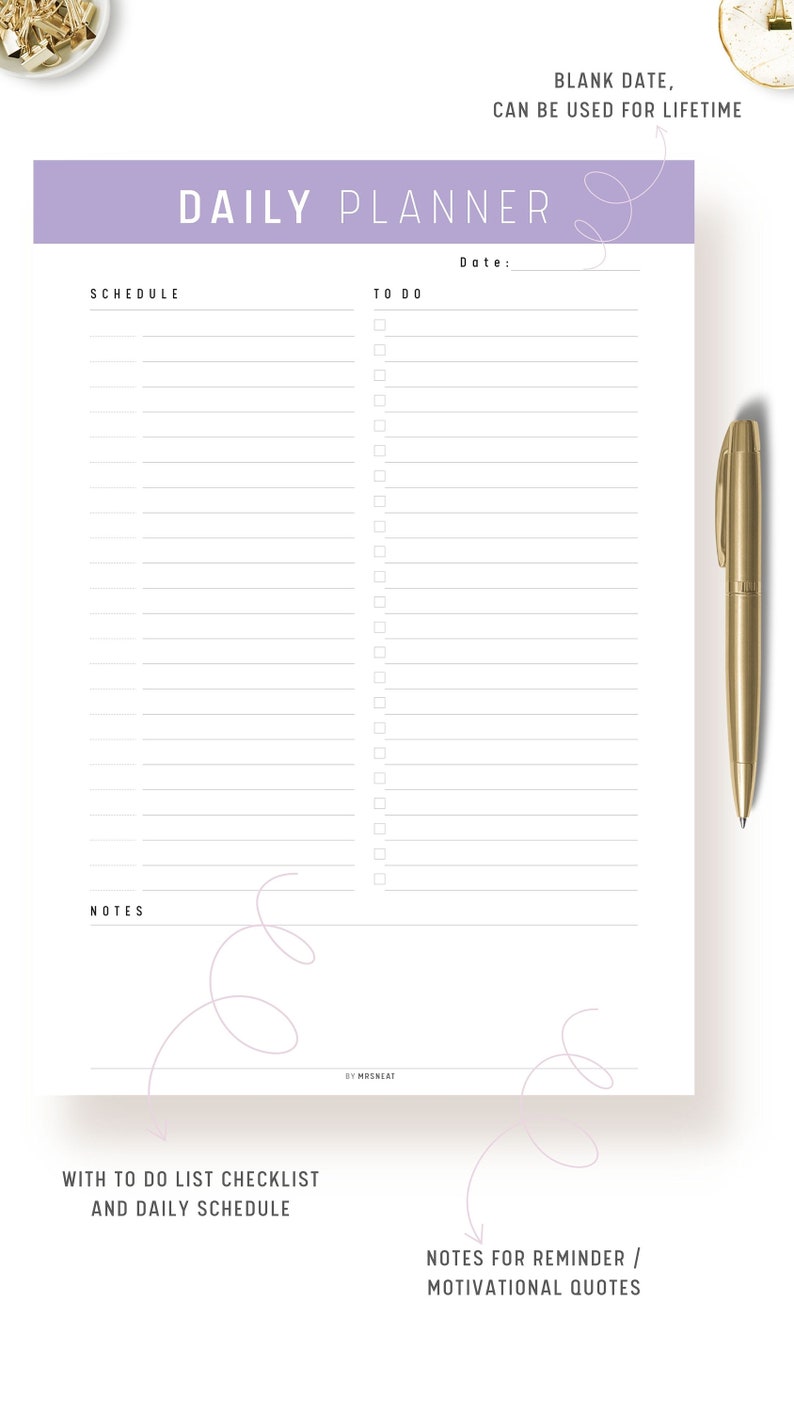 Minimalist Daily Planner Printable Colorful Daily Template - Etsy