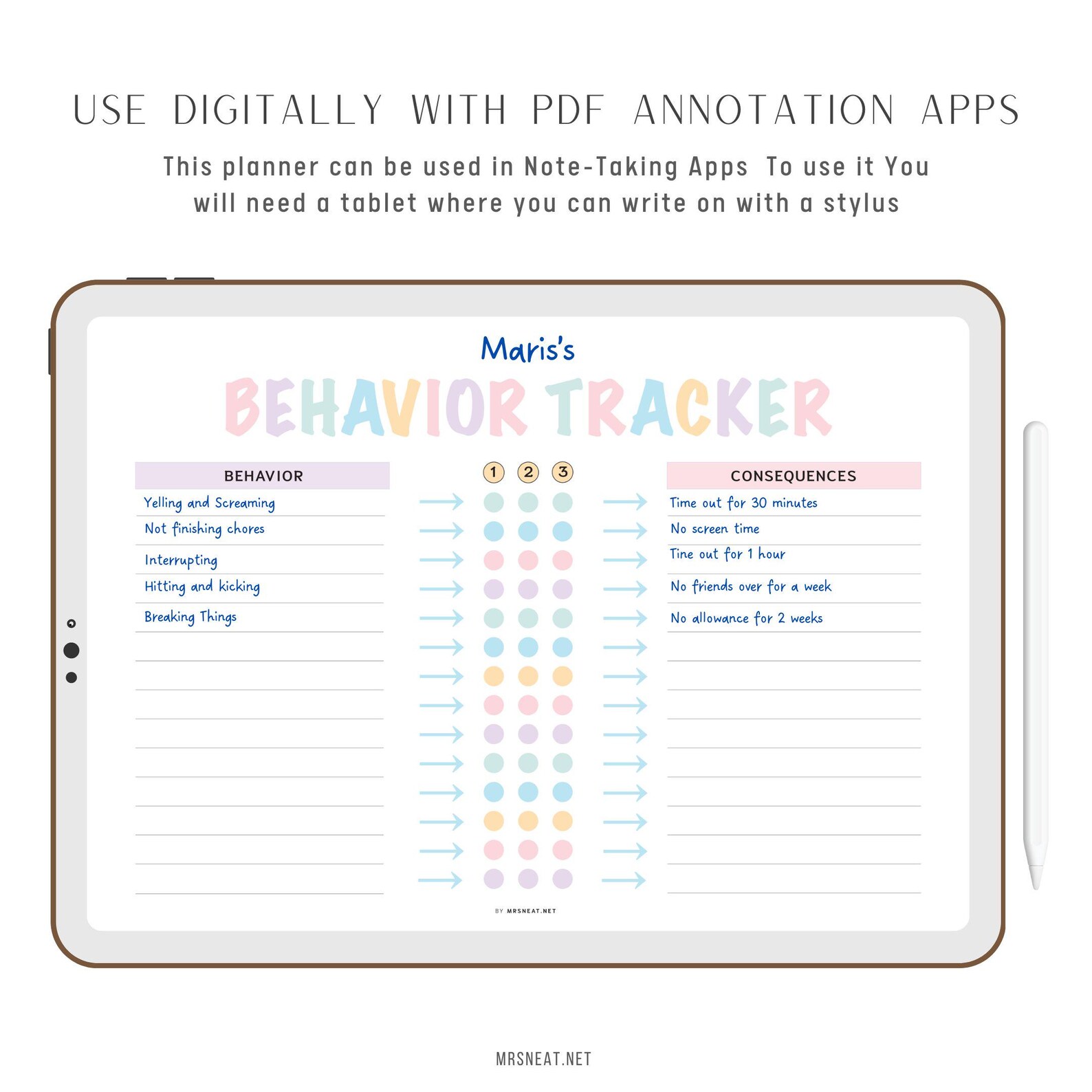 FILLABLE Behavior Chart for Kids: PRINTABLE Behavior Tracker (PDF) - Etsy