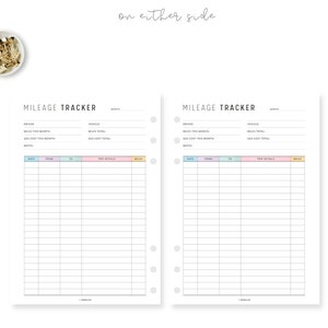 Mileage Tracker Printable, Mileage Log Template, Colorful Page ...