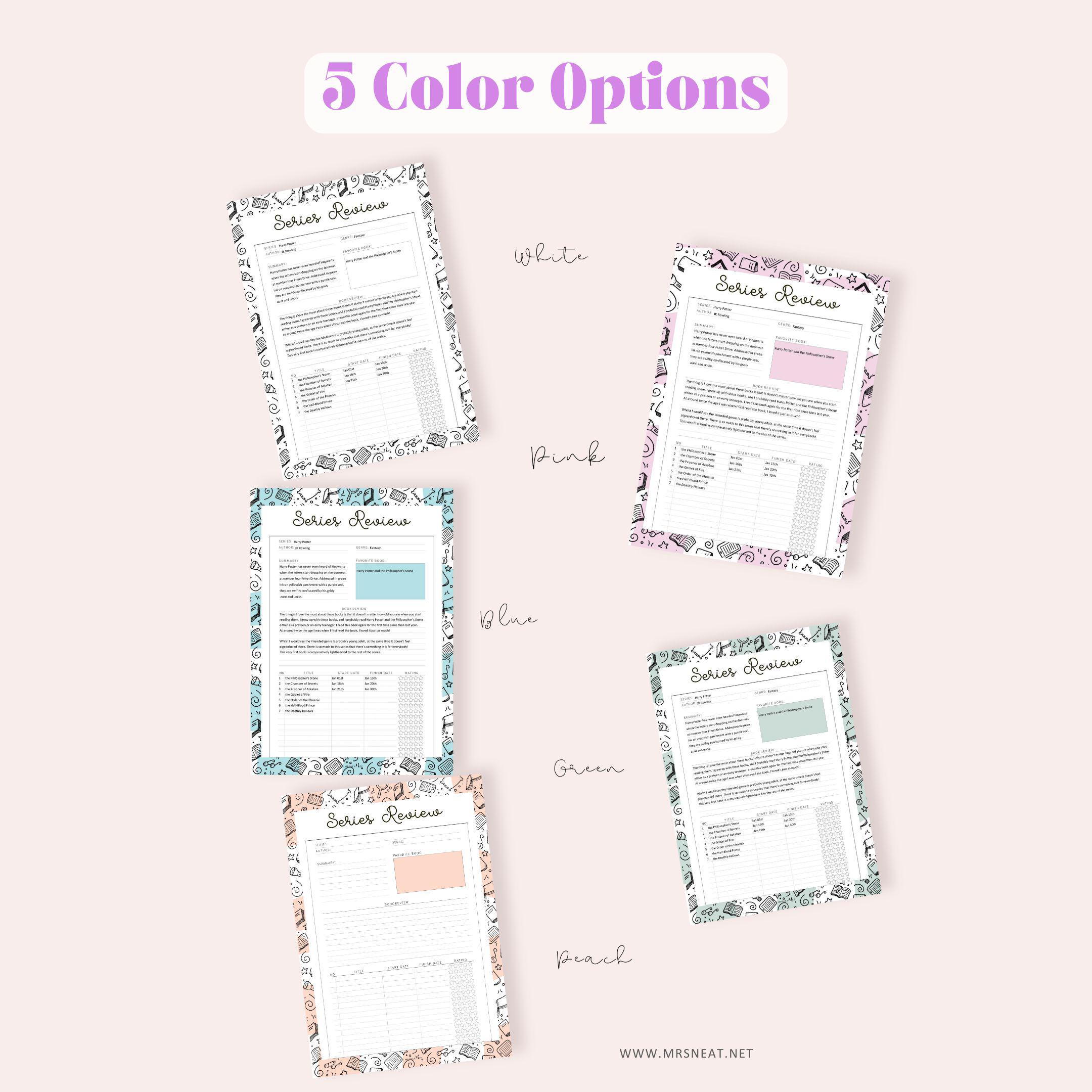 FILLABLE Book Series Tracker PRINTABLE: Reading List Planner (a4/a5 ...