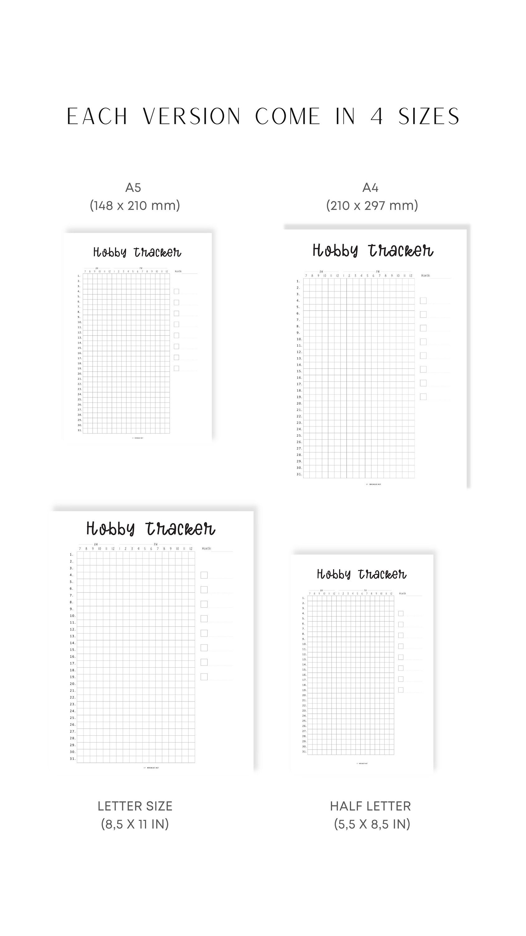 Monthly Hobby Tracker Template, Daily Hobby Tracker, Self Care Journal ...