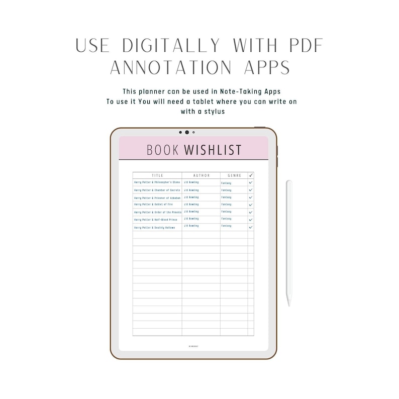 FILLABLE Book Wish List PRINTABLE: Reading Template, 5 Colors (A4, A5 ...