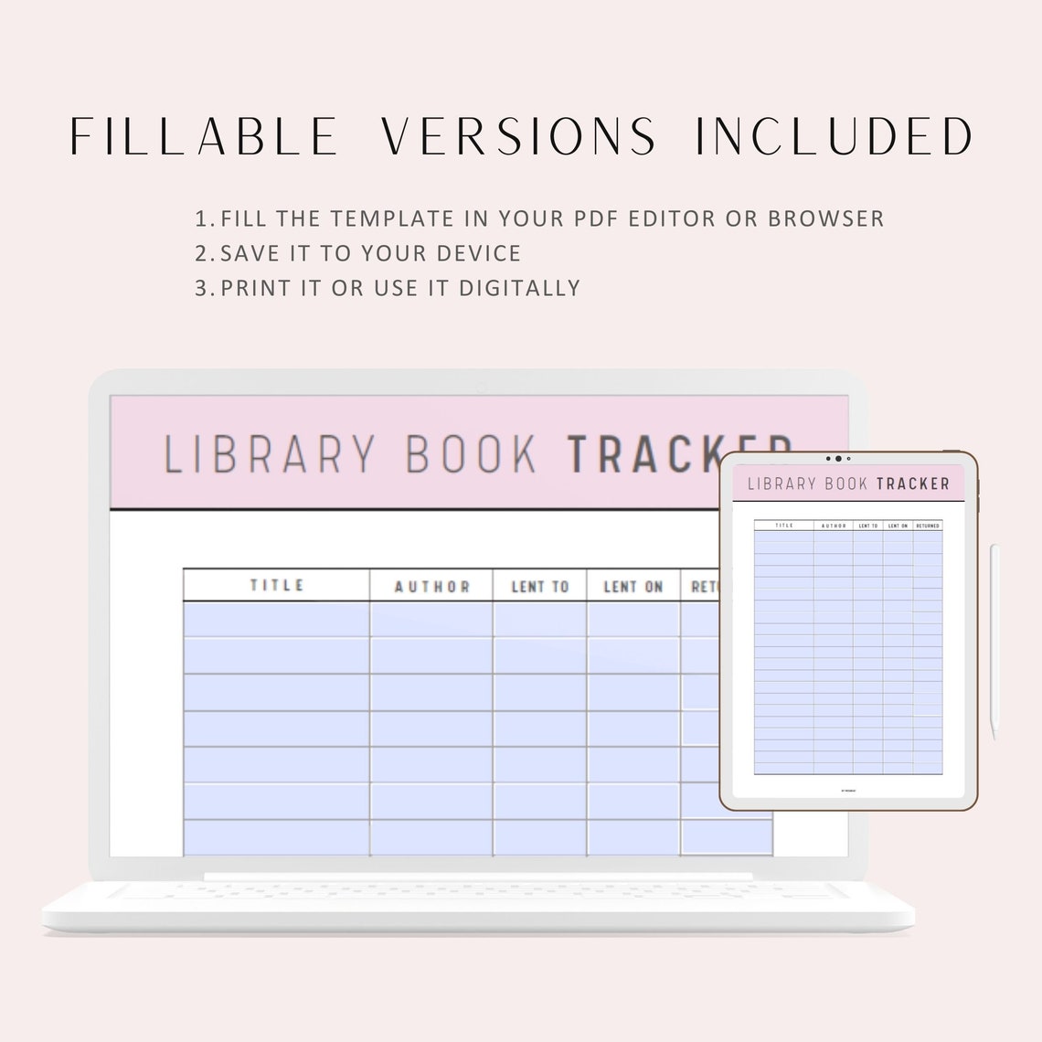 Library Book Tracker Printable, My Library Book Page, Reading Journal ...