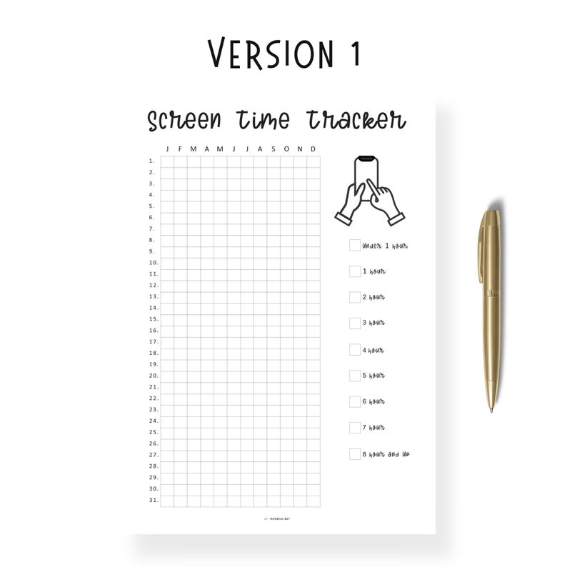 Yearly Screen Time Tracker Template, Habit Tracker, Phone Tracker ...