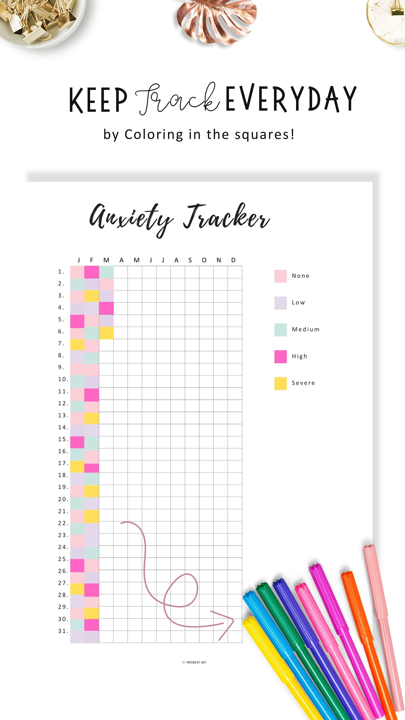 Anxiety Tracker Printable, Anxiety Journal, Hack Your Anxiety, Anxiety ...