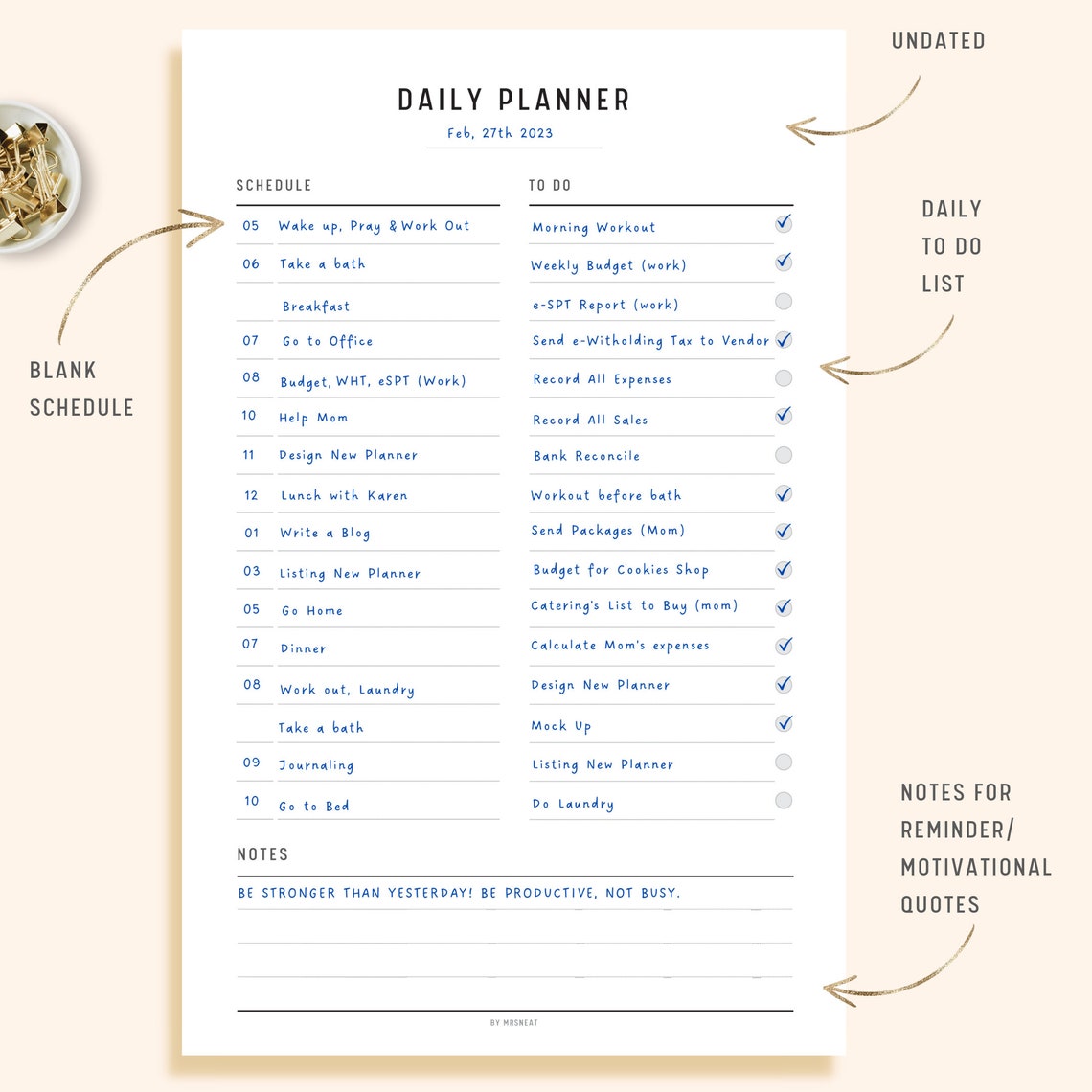 Minimalist Daily Planner Printable, Minimal Daily Planner, PDF, A4, A5 ...