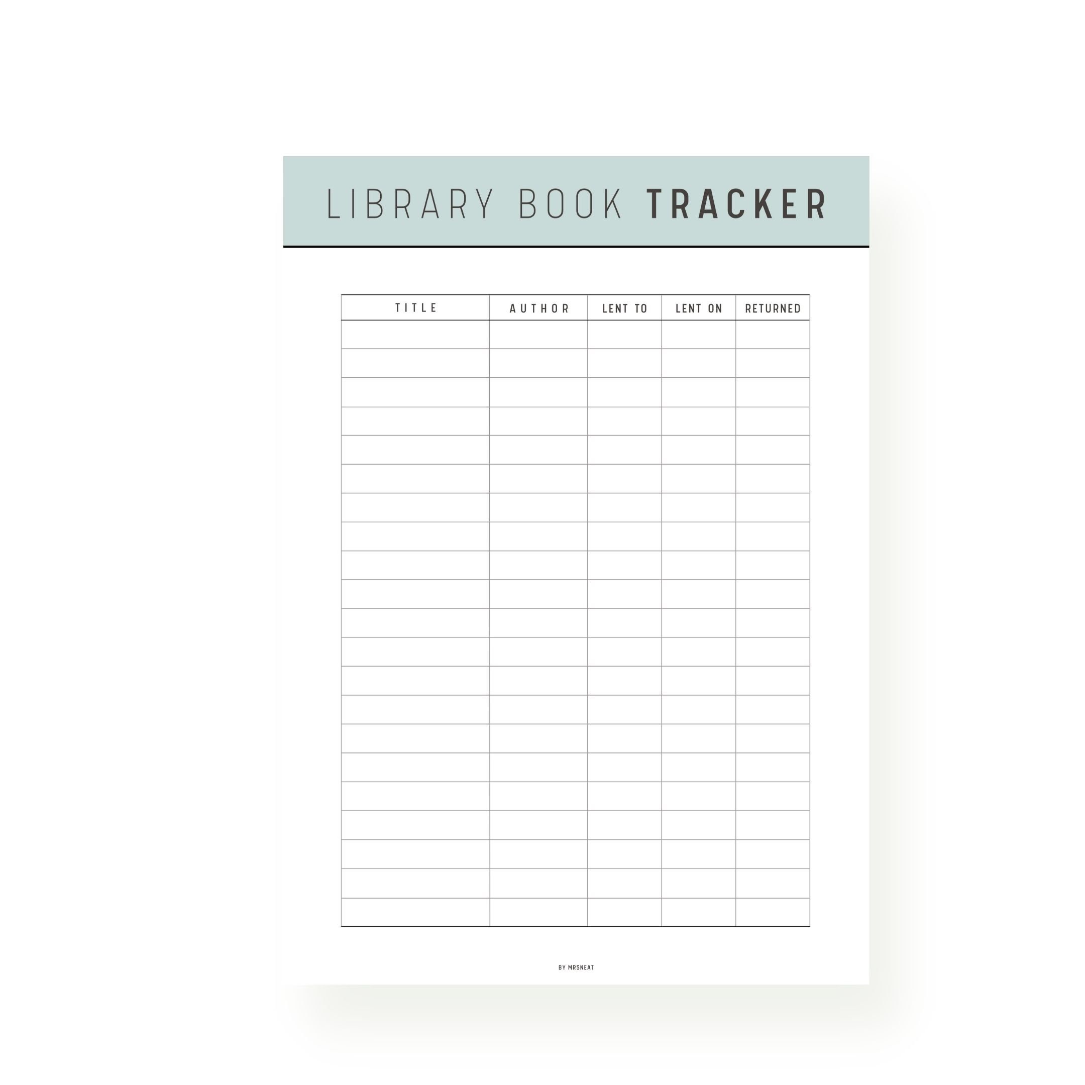 Library Book Tracker Printable, My Library Book Page, Reading Journal ...