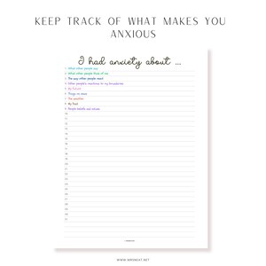 Fillable Anxiety Tracker Journal Printable, Mental Health, Anxiety ...