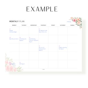 Undated Editable Monthly Planner Printable Landscape, Floral Theme ...