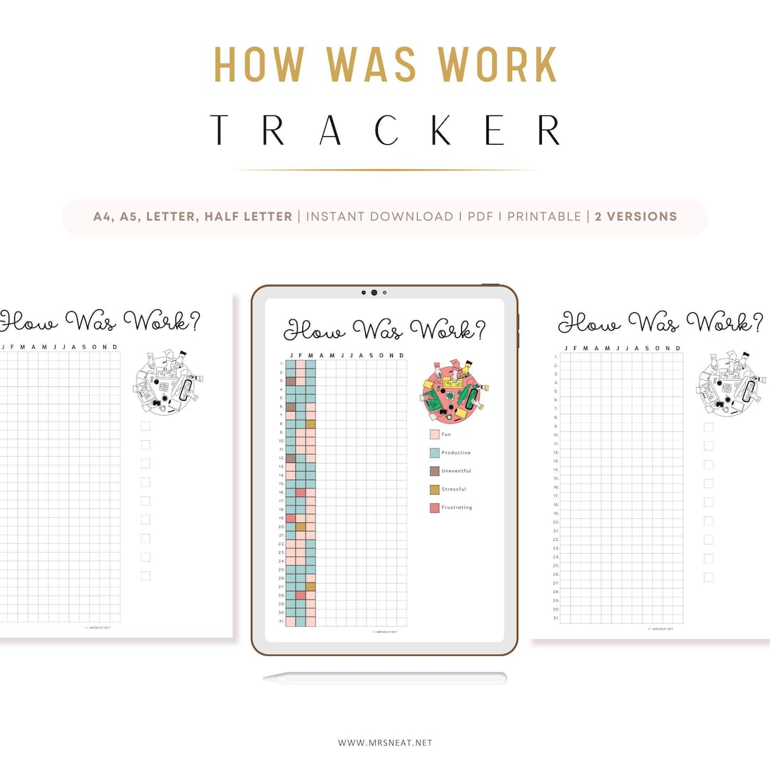 Printable How Was Work Tracker Journal Page, Planner Page, Yearly ...
