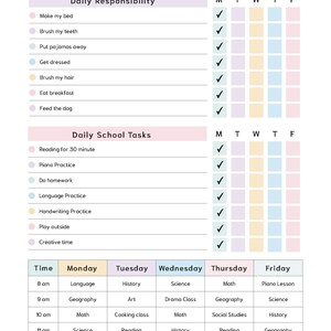 FILLABLE Homeschool Checklist: Daily Schedule Template (PDF) - Etsy