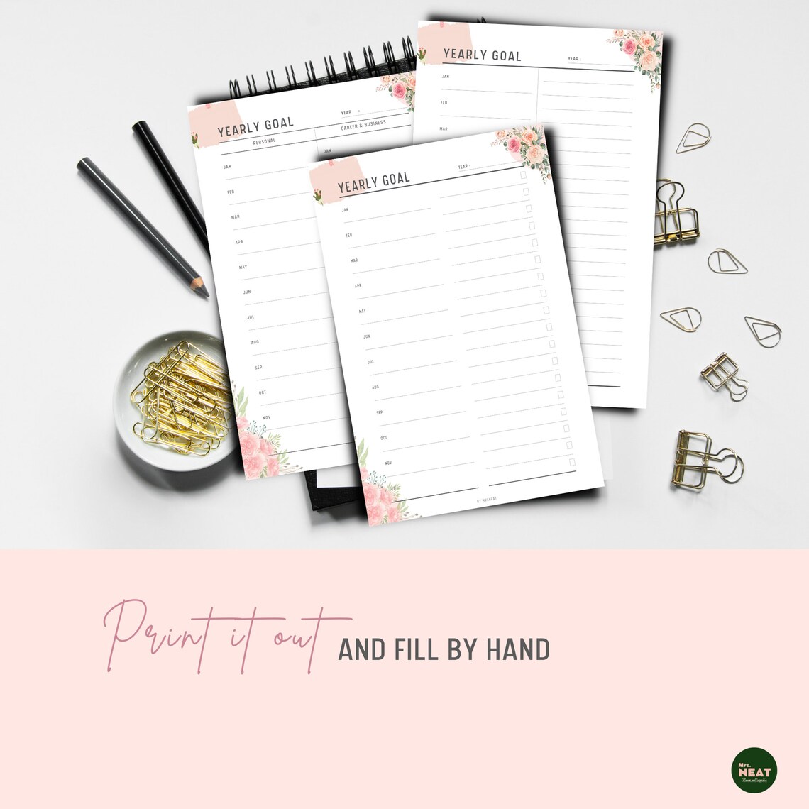 Yearly Personal Goals Planner, New Year Goals, New Year Resolution ...