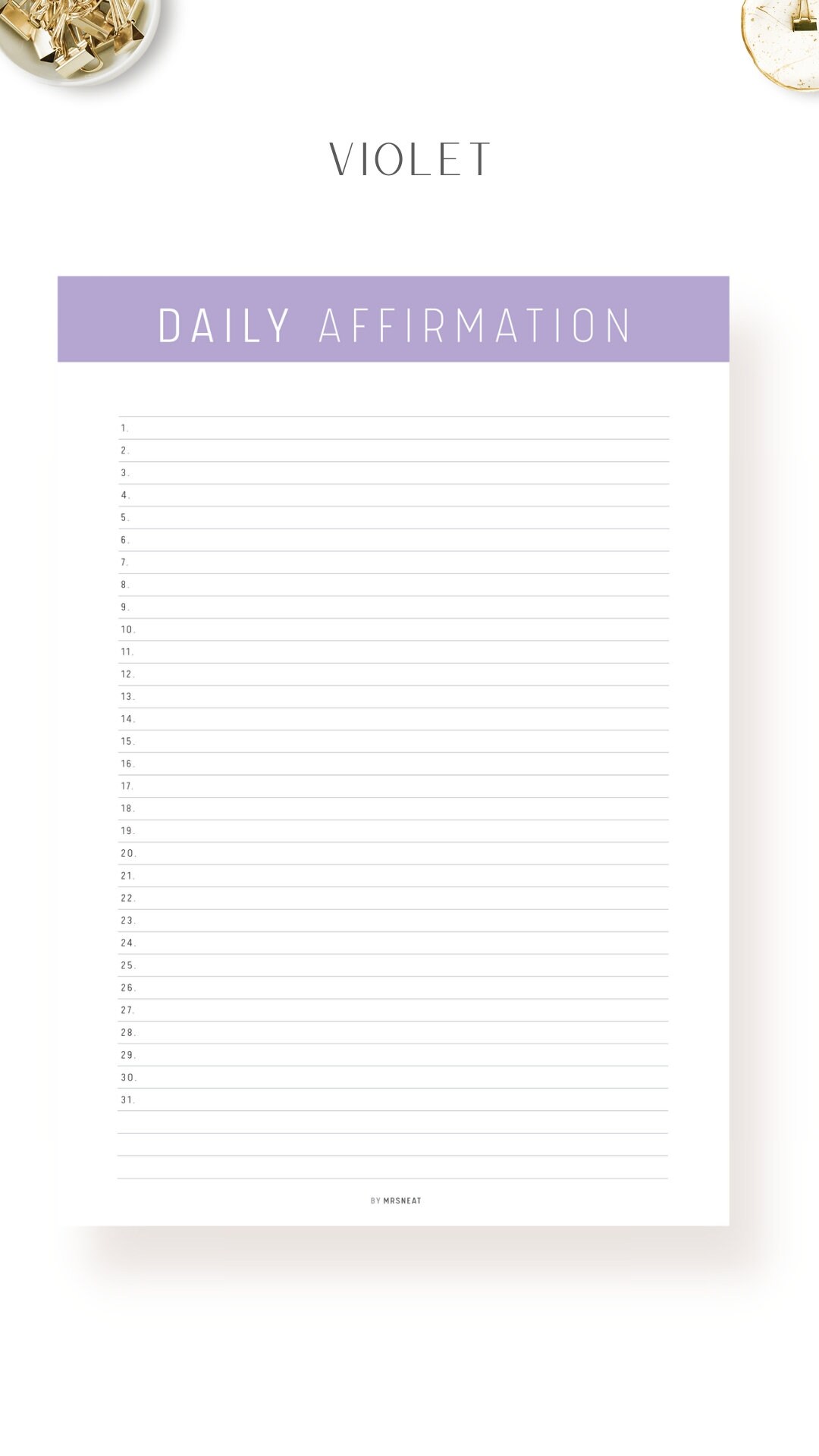 FILLABLE Daily Affirmation Journal Printable: Positive Mindset Template ...