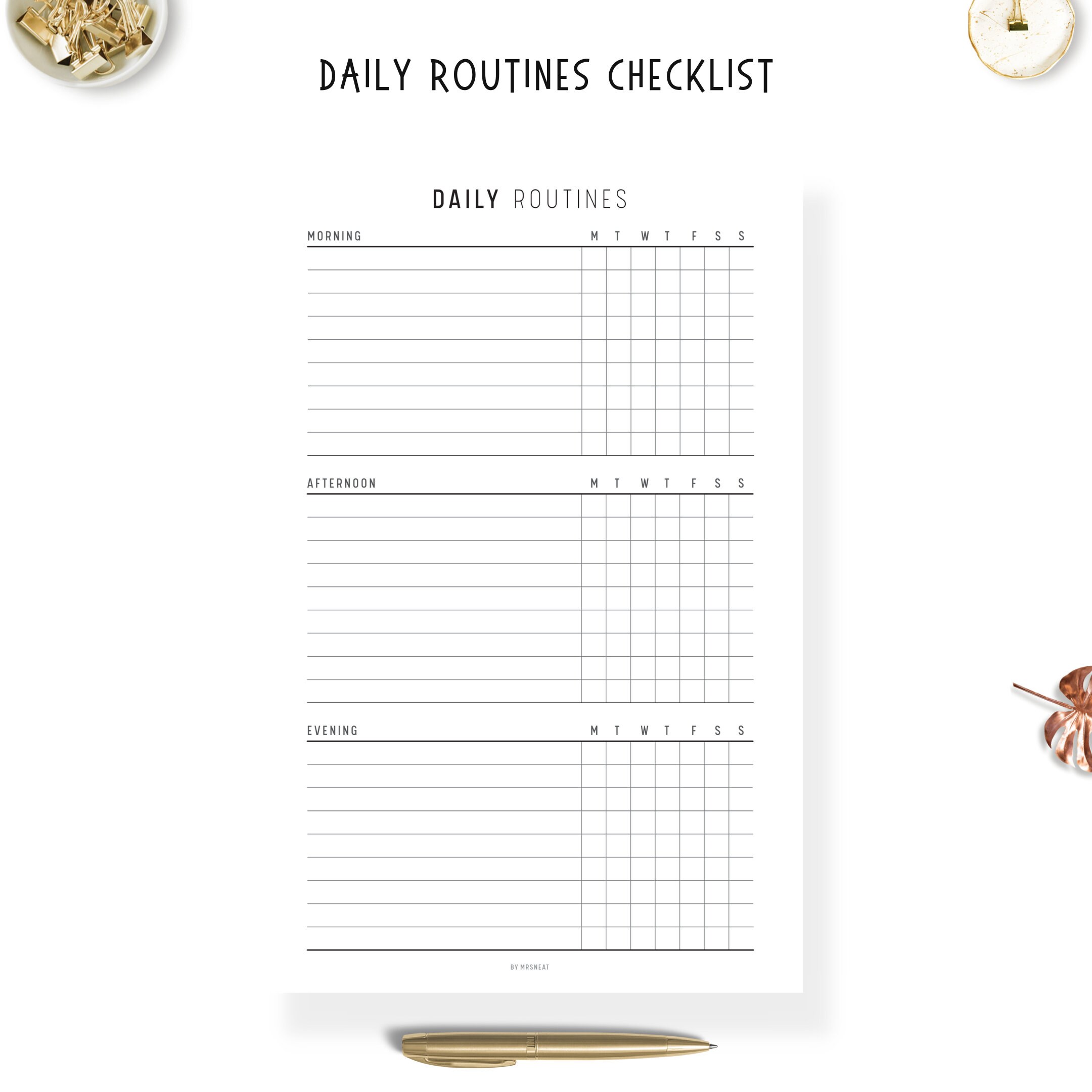 Daily Routine Checklist, Self Care Planner, Routine Planner, A4, A5 ...