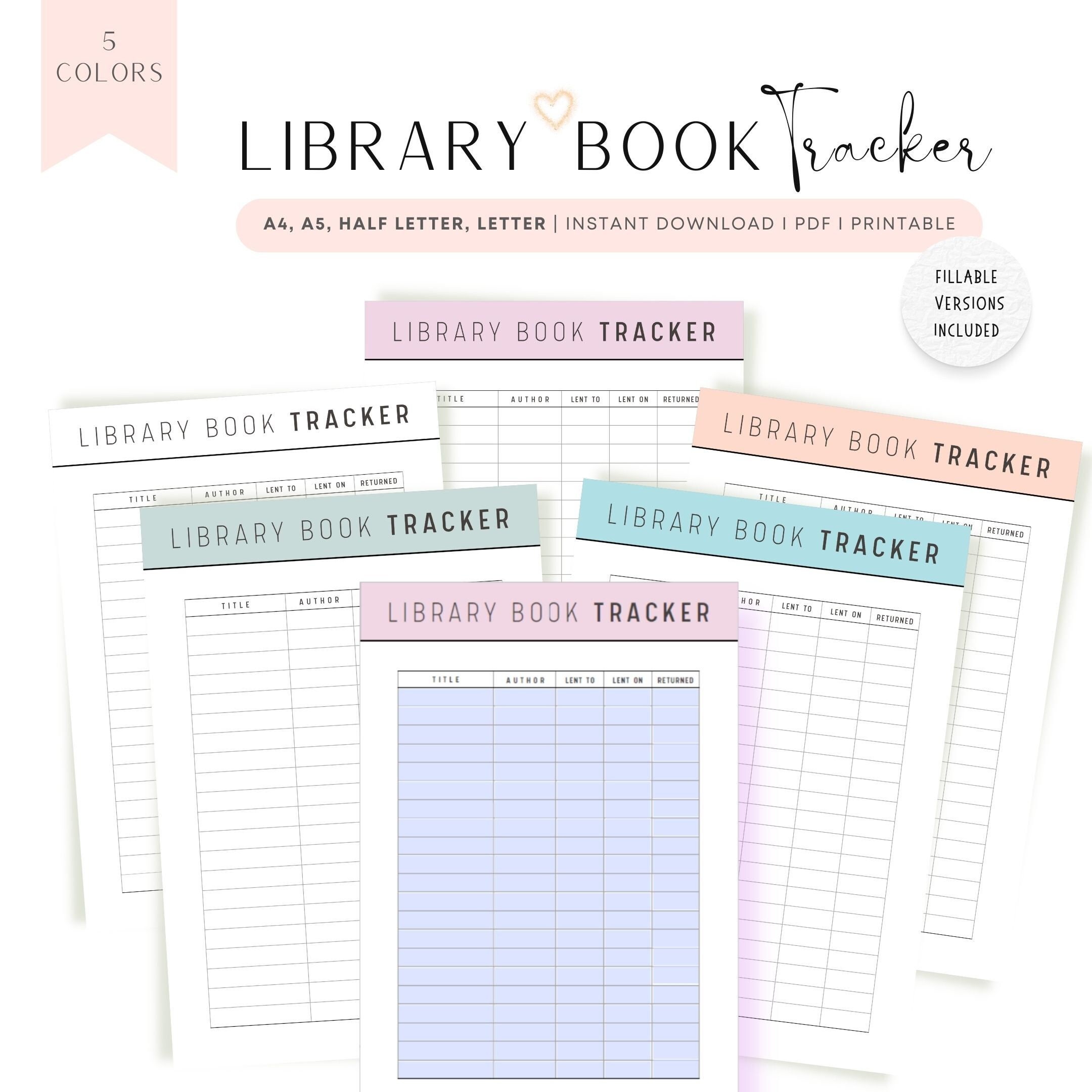 Library Book Tracker Printable, My Library Book Page, Reading Journal ...