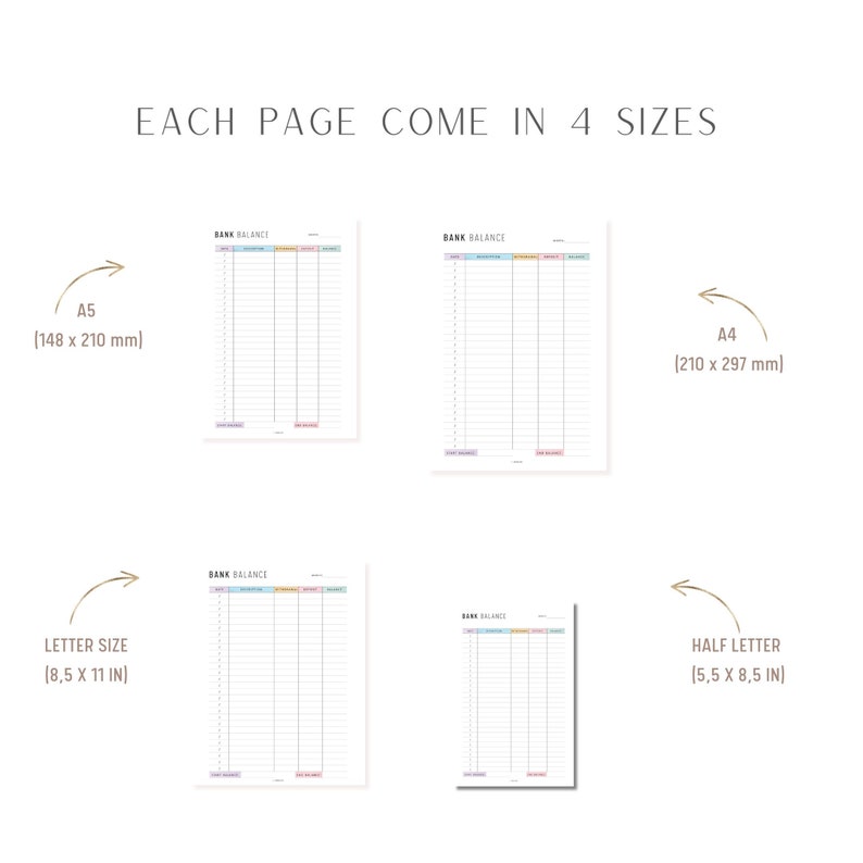 Bank Balance Sheet PRINTABLE, Savings Tracker, Banking Record, Finance ... Bank Balance Sheet PRINTABLE, Savings Tracker, Banking Record, Finance ...