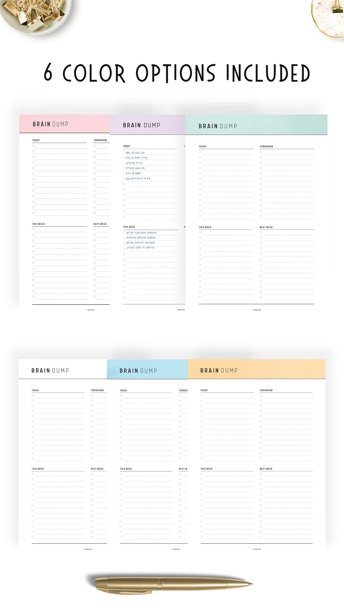 Fillable Brain Dump Template: Printable Planner (PDF) - Etsy