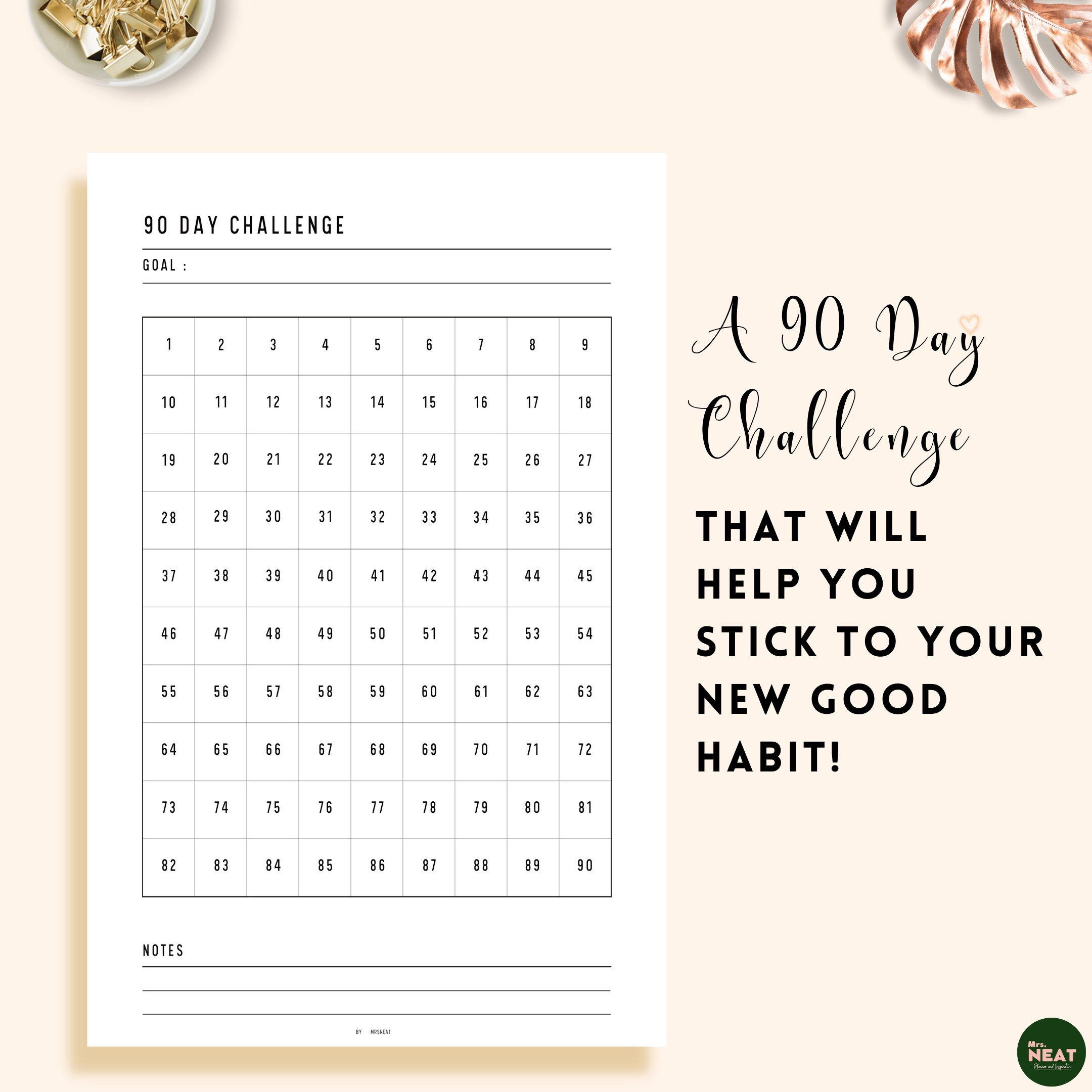 90 Day Challenge Printable, Goal Setting, Good Habits, Habit Forming ...
