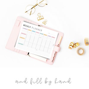 Colorful Weekly Hourly Planner Template, Editable Weekly Schedule ...
