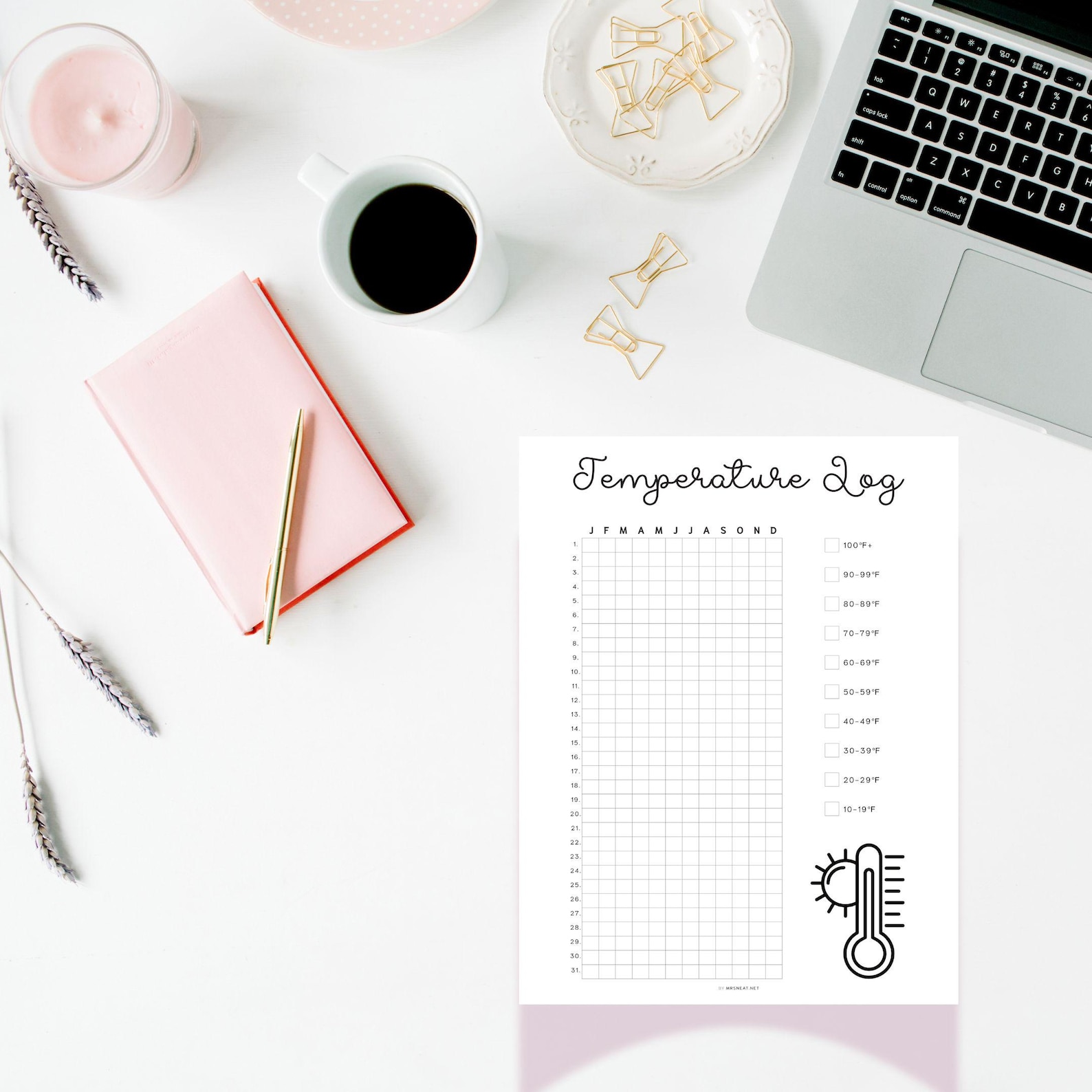 Temperature Log Printable, Temperature Tracker, Weather Tracker ...