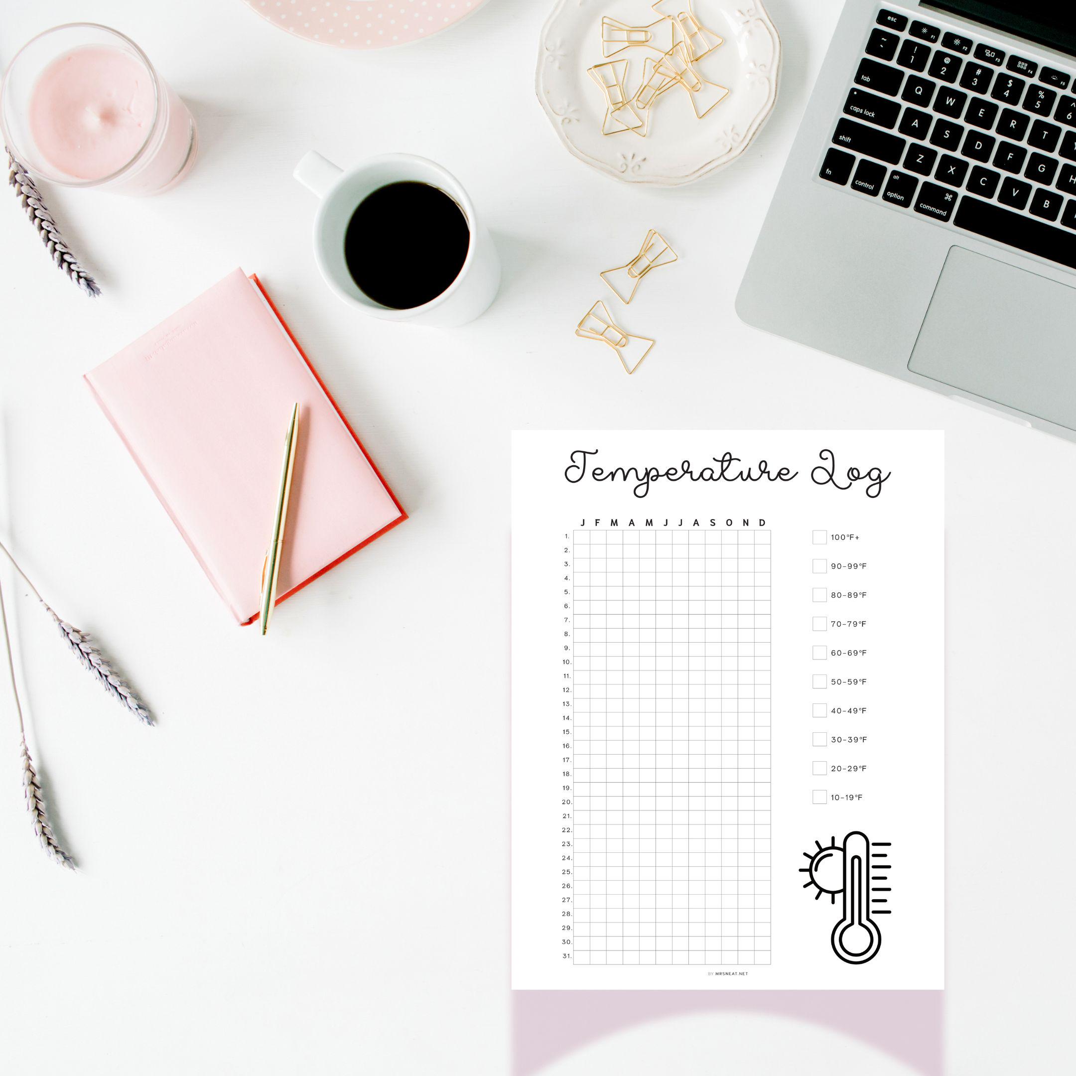 Temperature Log Printable, Temperature Tracker, Weather Tracker ...