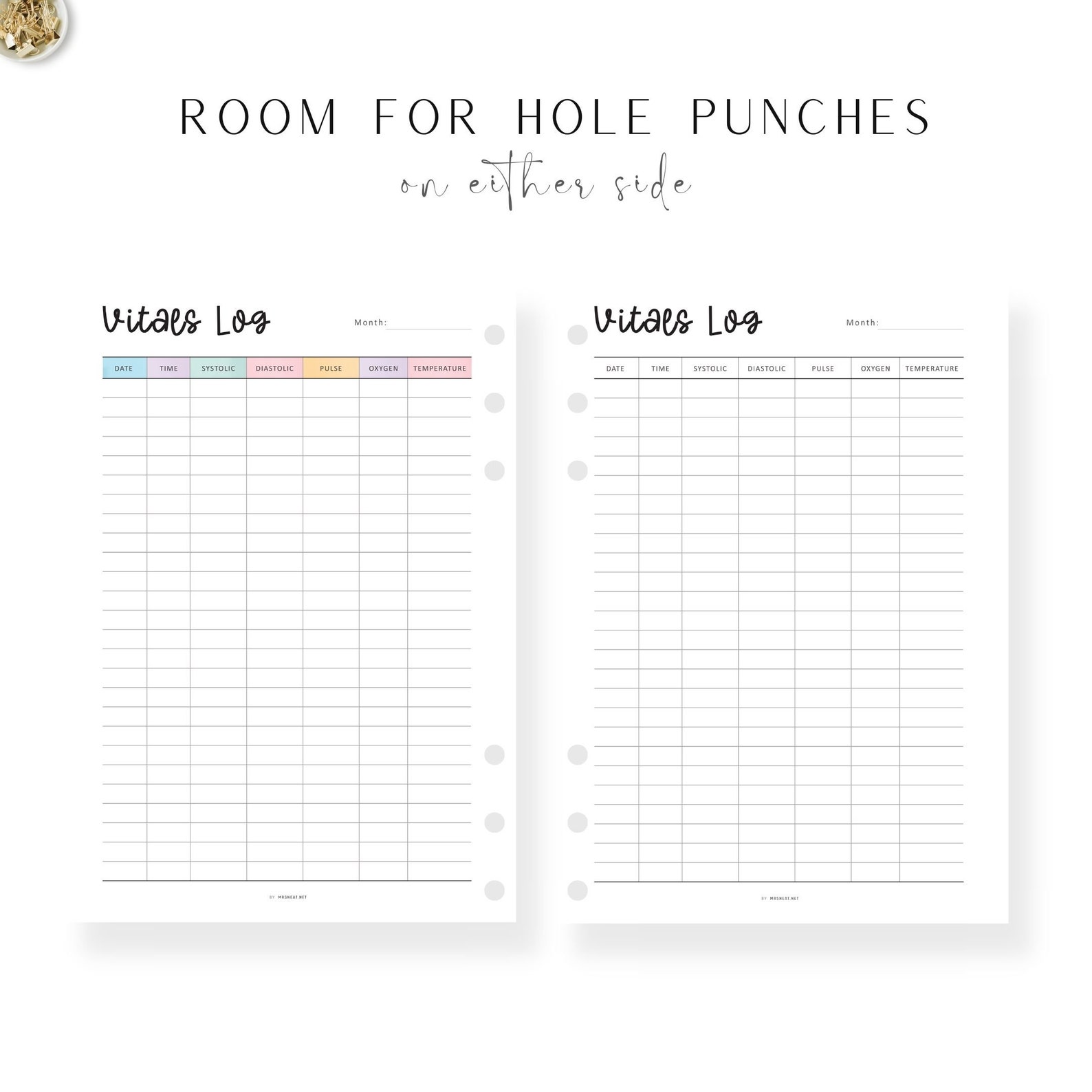 Printable Vitals Log Template, Fillable Blood Pressure Log, Vital Sign ... Printable Vitals Log Template, Fillable Blood Pressure Log, Vital Sign ...