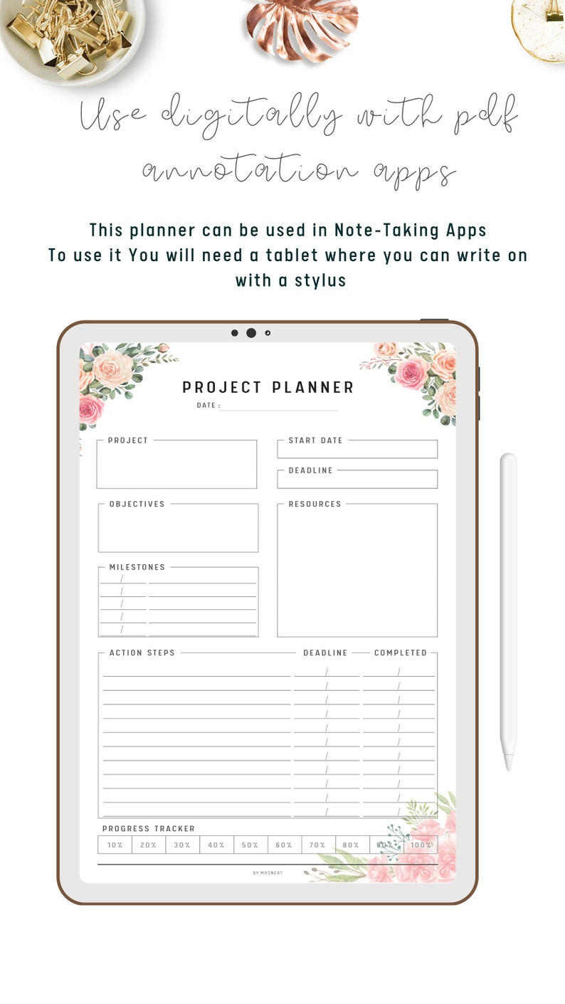FILLABLE Project Planner PRINTABLE: Progress Tracker Template (PDF) - Etsy