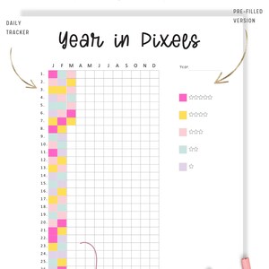 Year in Pixels Printable, Yearly Tracker Template, Day in Pixels, PDF ...