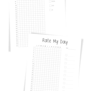 Rate My Day Tracker Printable, Daily Rating Planner, Yearly Day Rating ...