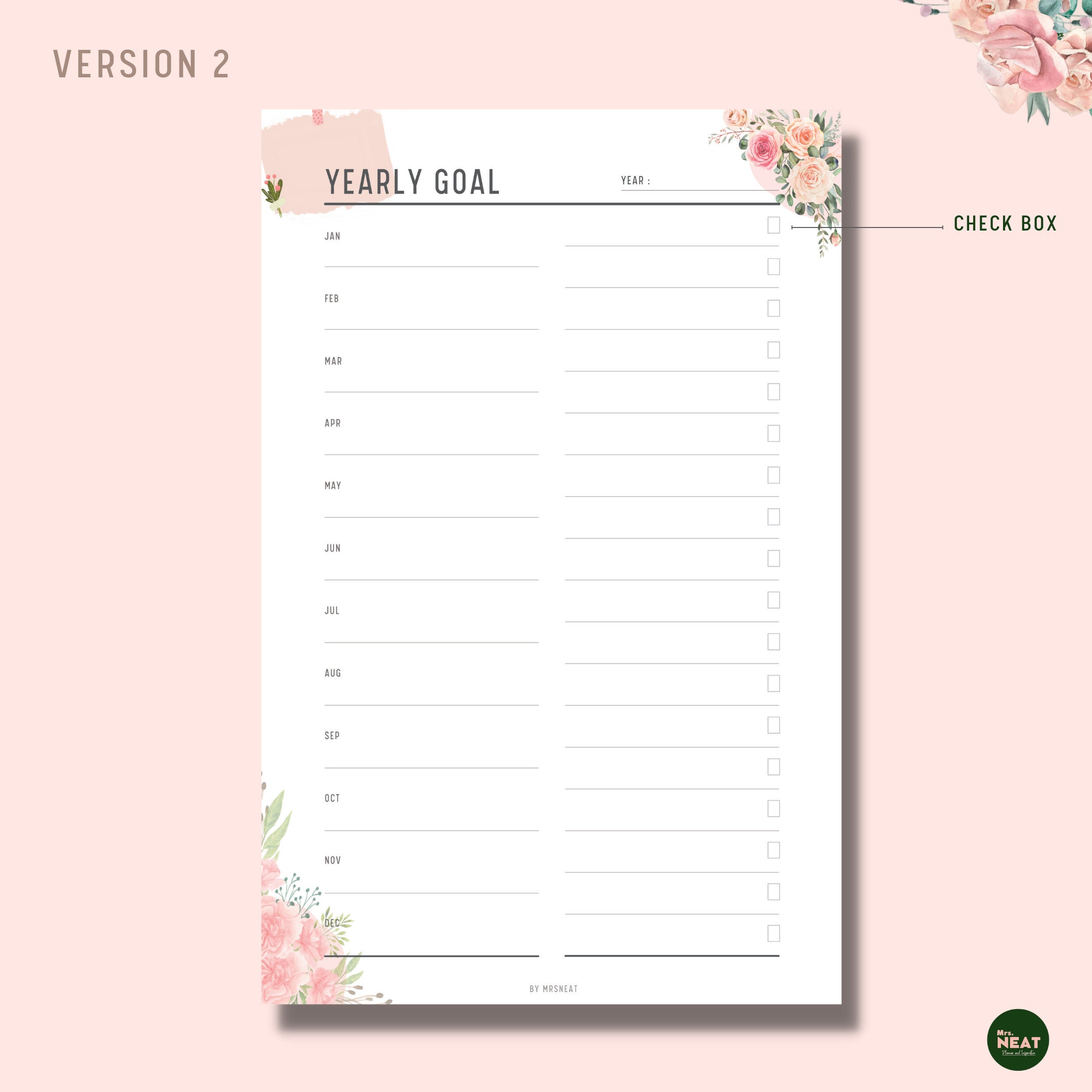 Yearly Personal Goals Planner, New Year Goals, New Year Resolution ...
