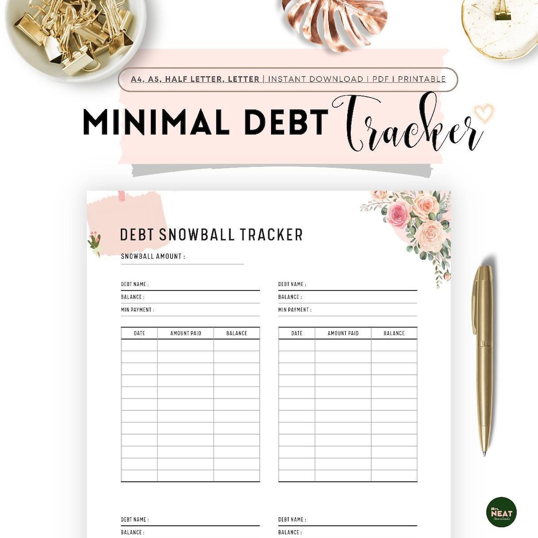 Fillable Debt Snowball Tracker Printable, Simple Debt Template, Debt ...