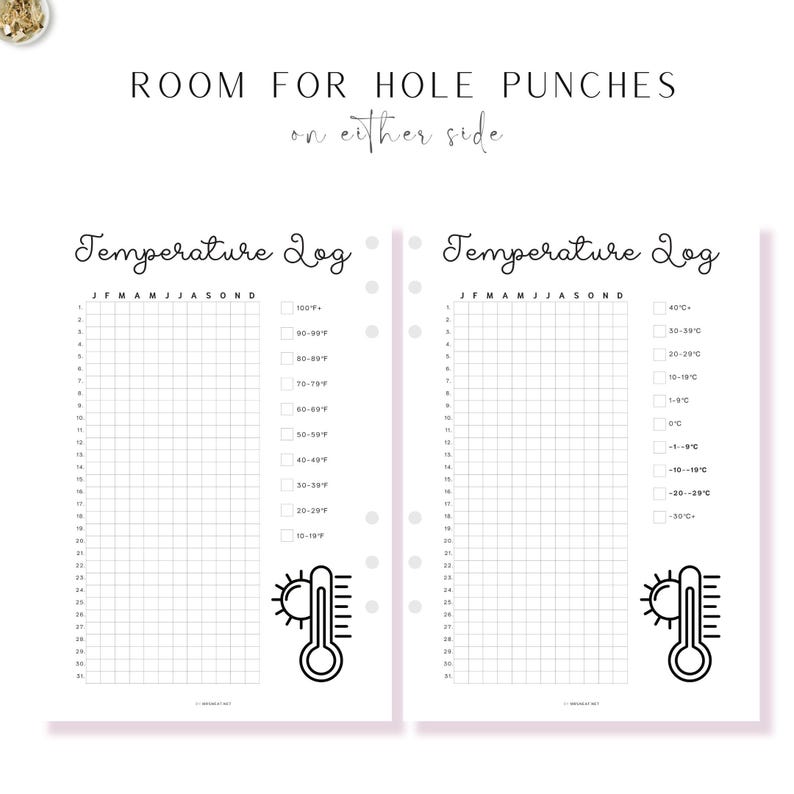 Temperature Log Printable, Temperature Tracker, Weather Tracker ...