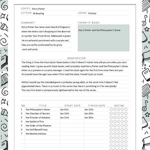 FILLABLE Book Series Tracker PRINTABLE: Reading List Planner (a4/a5 ...