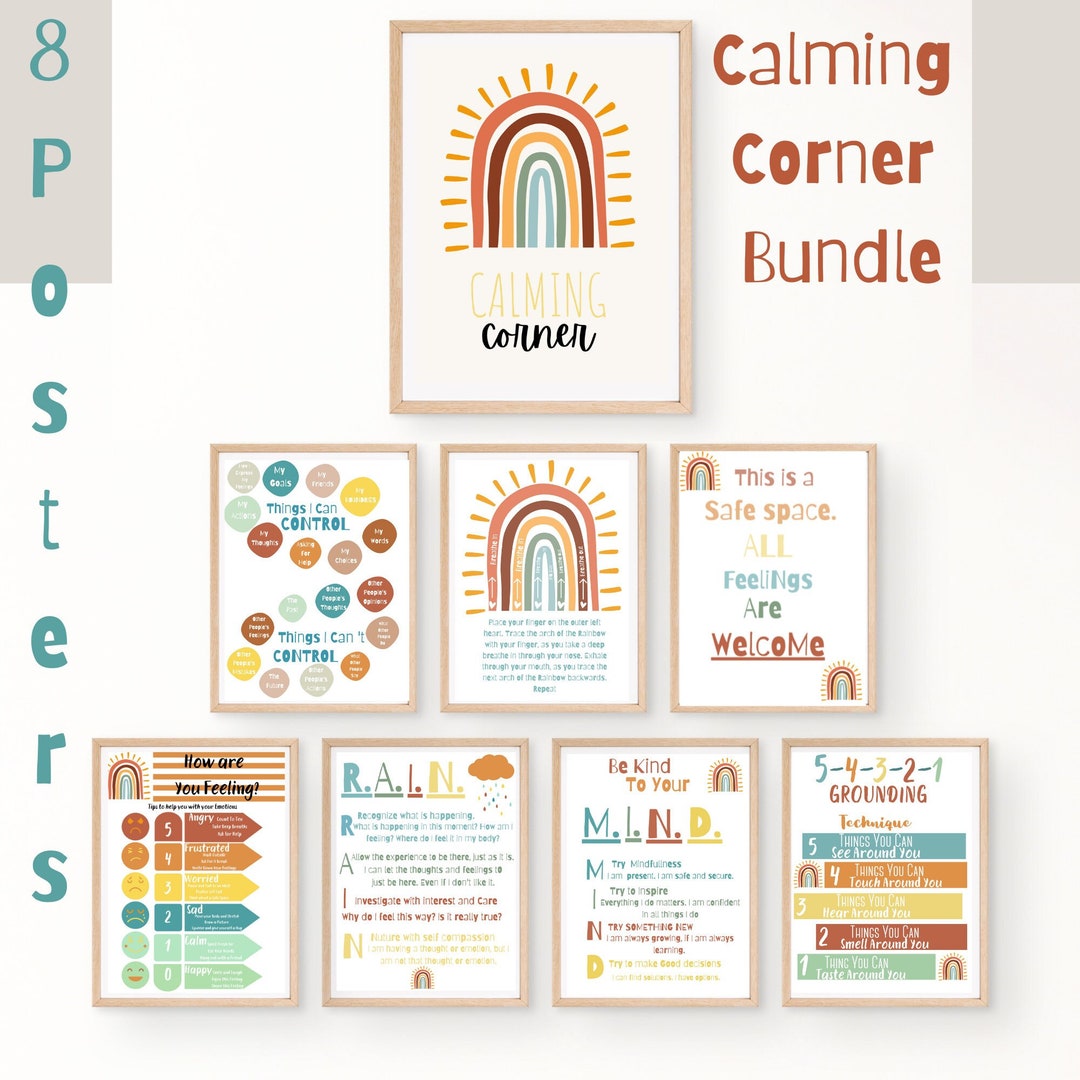 Boho Calming Corner Posters Bundle, School Counselor Decor (digital ...