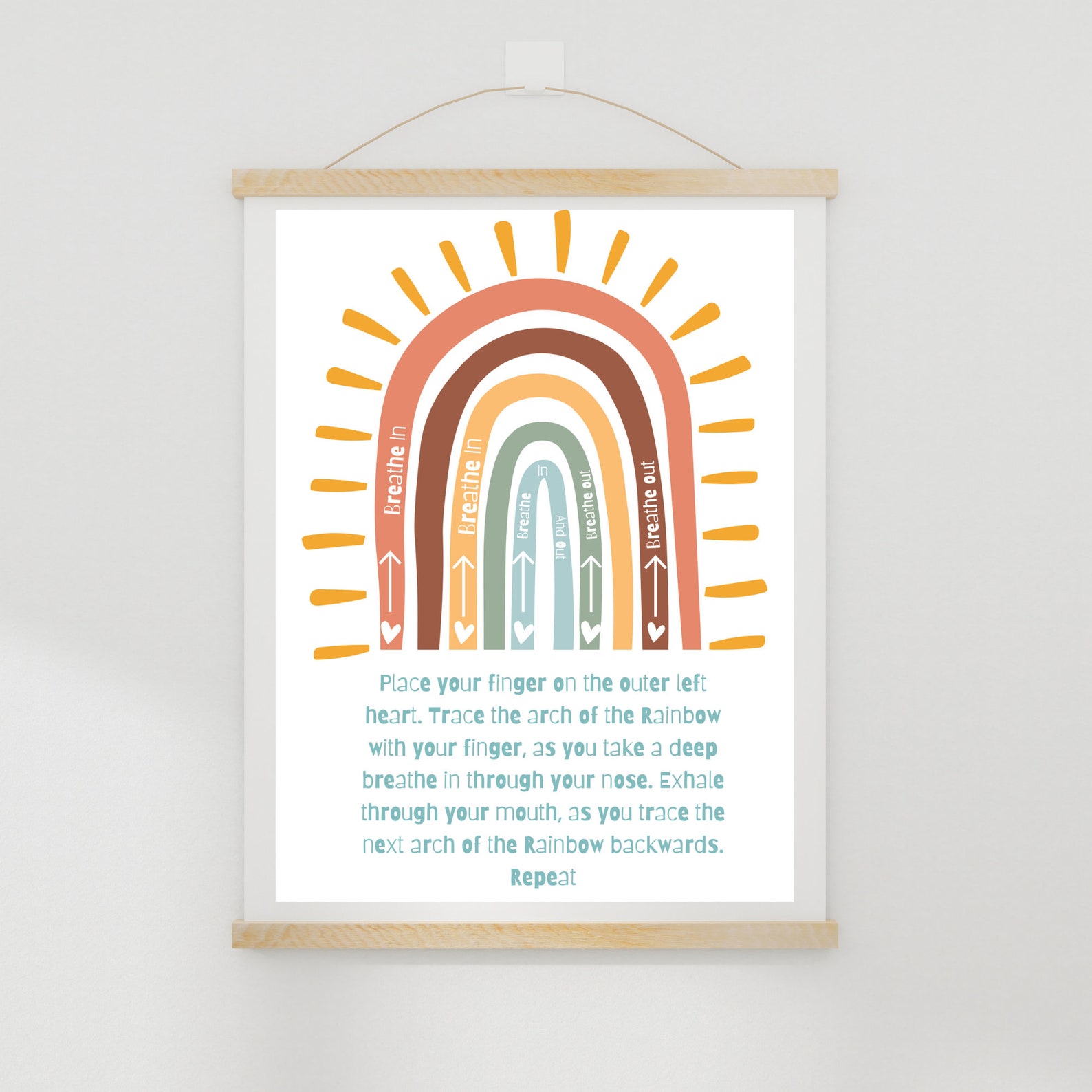 Rainbow Breathing Poster Grounding Deep Breathing Coping Skills Self ...